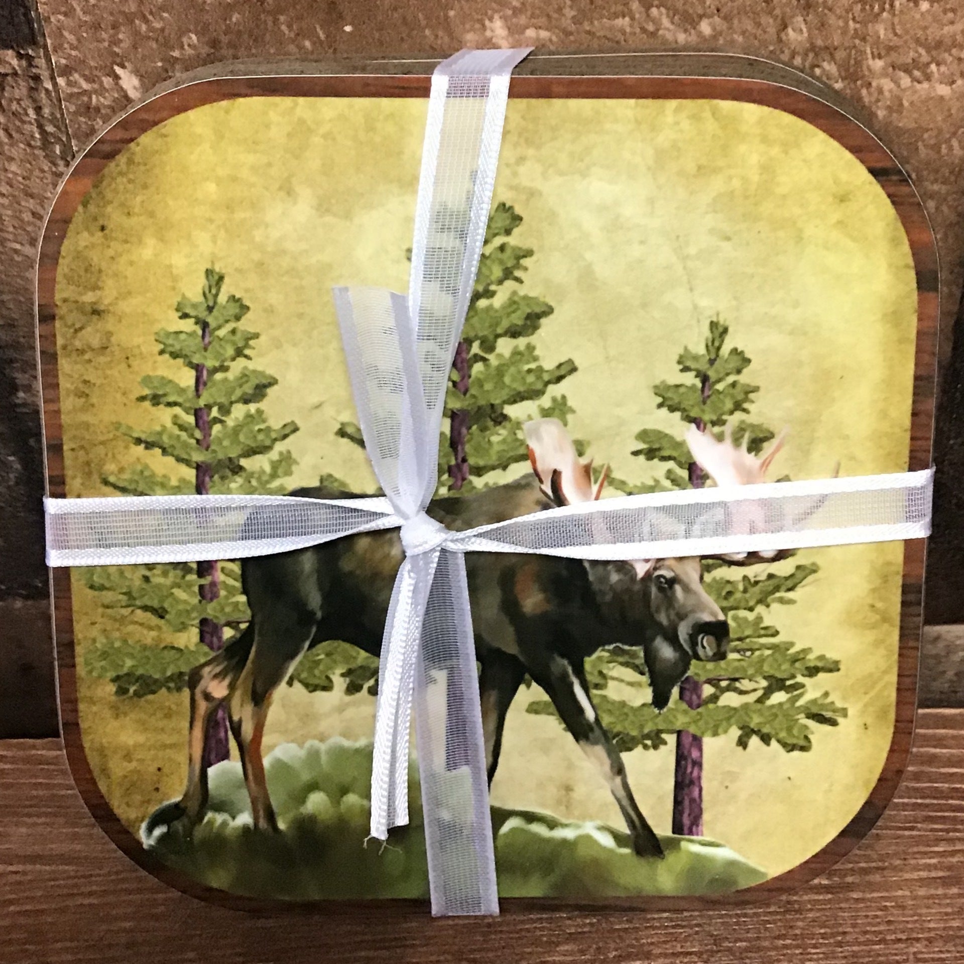 Moose In Trees Coasters | PJ's Crafty Corner